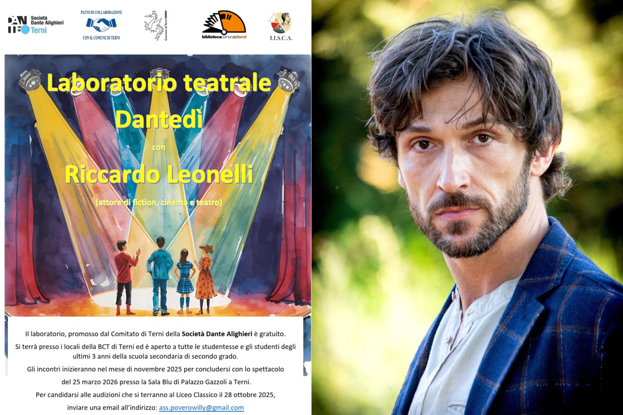 Laboratorio teatrale “Dantedì” con l’attore Riccardo Leonelli e la ...